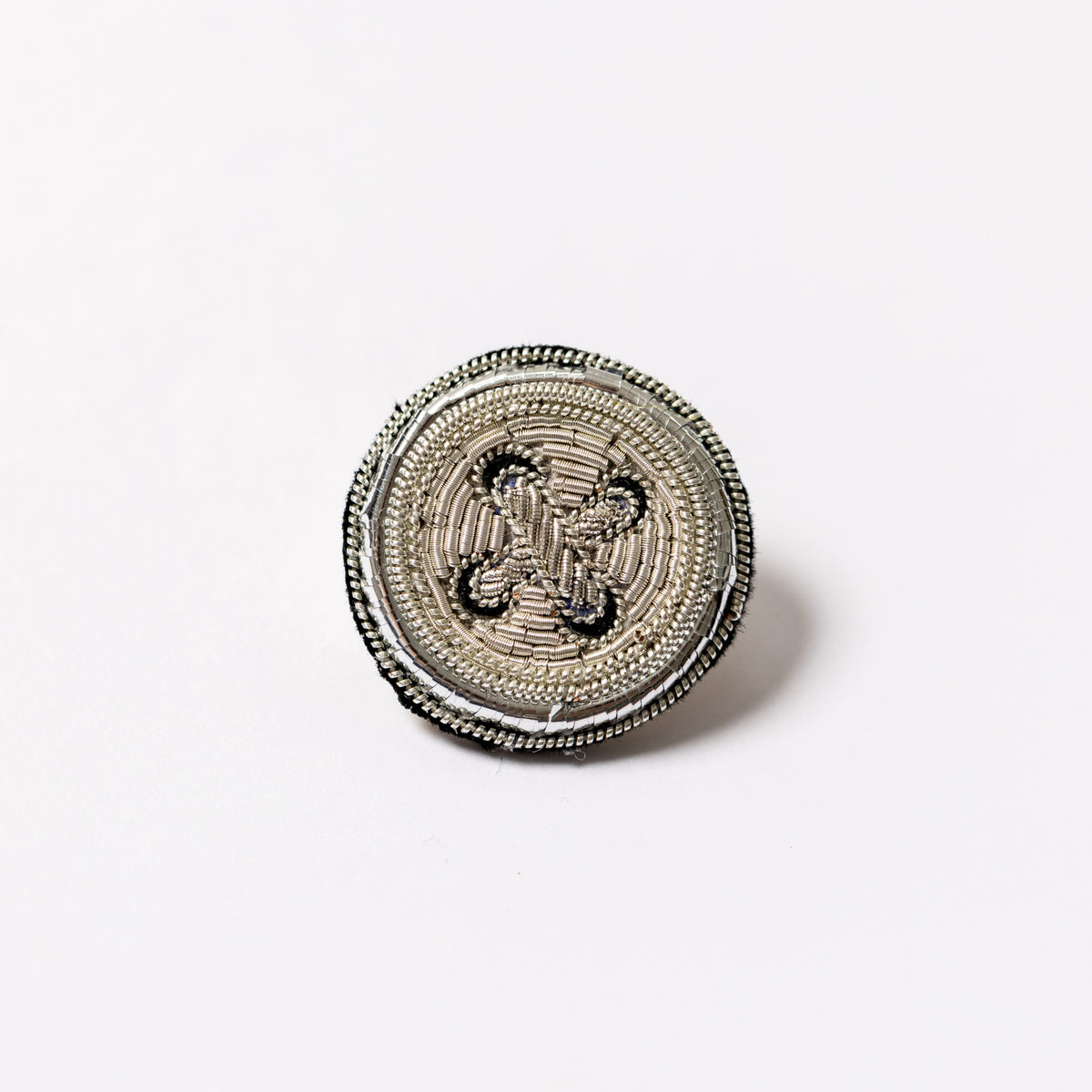 Silver Button Brooch – Hand & Lock