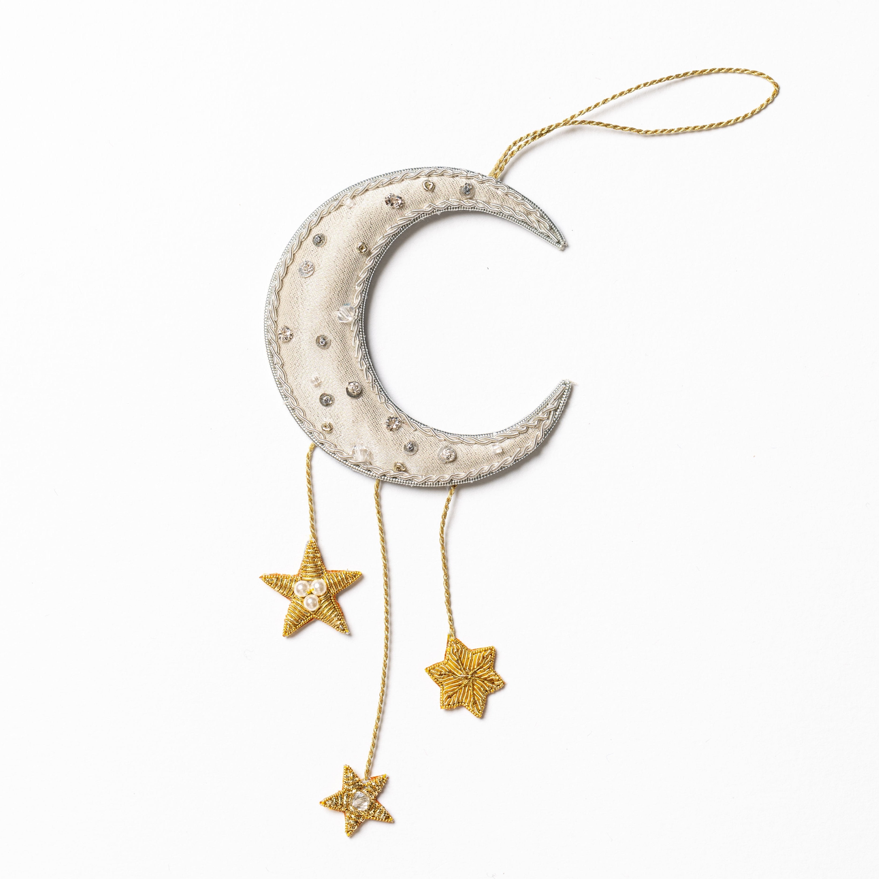 Crescent Moon and Stars Hanging Decoration – Hand & Lock
