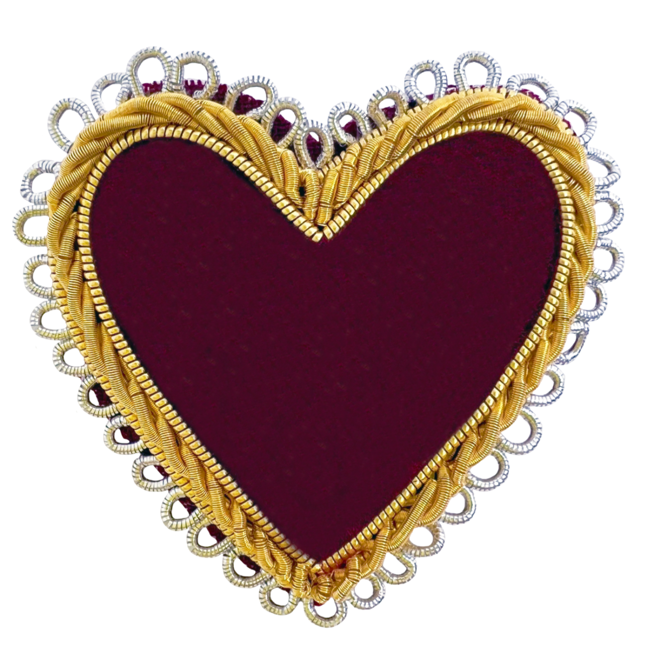 Love Heart Goldwork Brooch – Hand & Lock